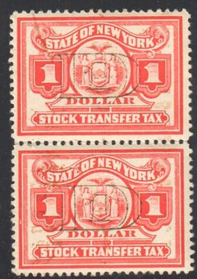 $1 - State of New York Stock Transfer Stamp Pair Used | eBay