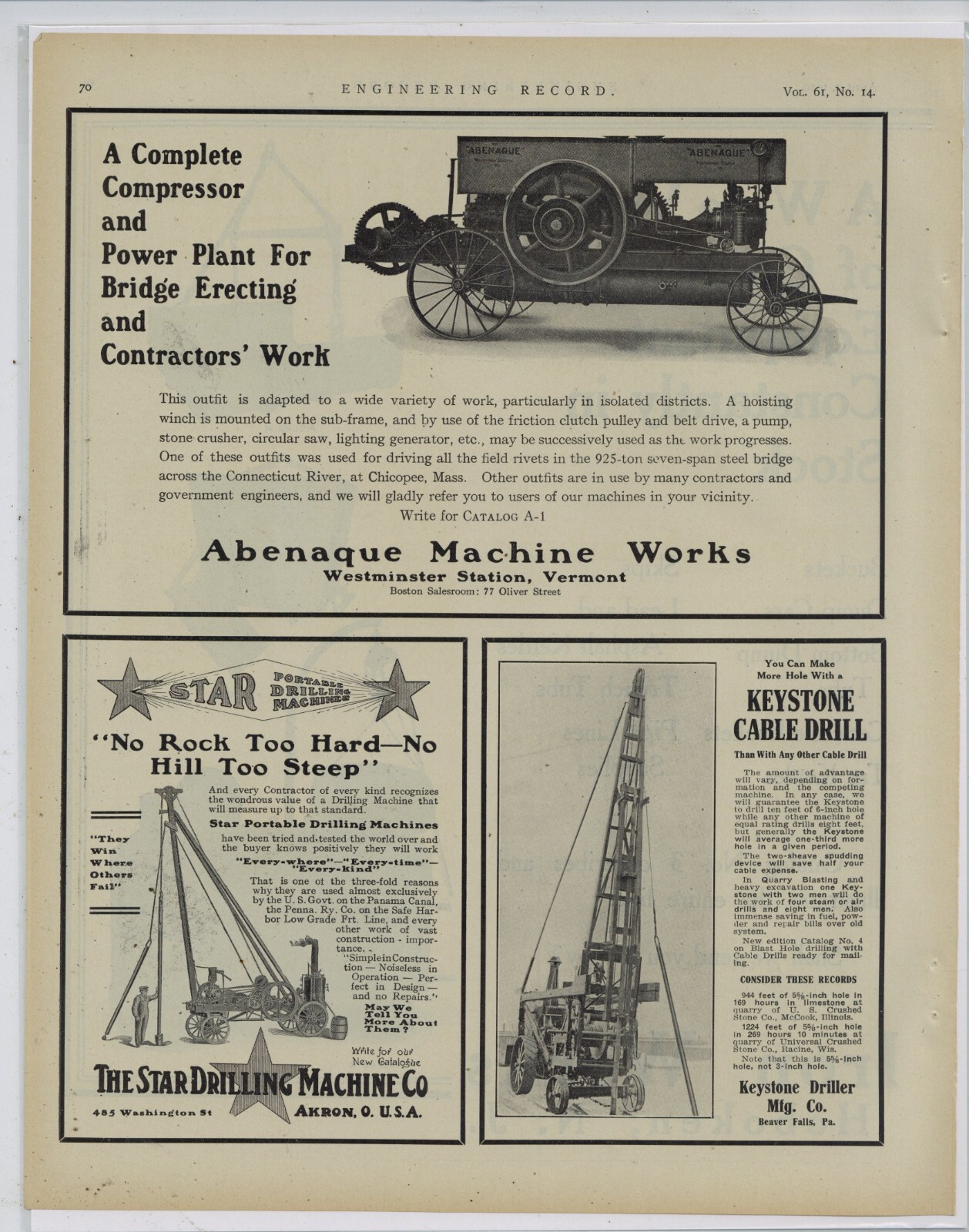 1910 Star Drilling Machine Co. Ad: No Rock To Hard; No Hill Too Steep - Akron OH | eBay