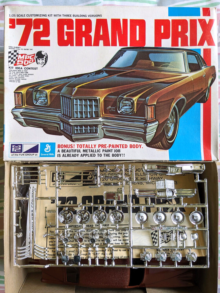 SUPER RARE! *ORIGINAL VINTAGE MPC 1972 PONTIAC GRAND PRIX KIT *SEALED-BAG *C@@L! | eBay