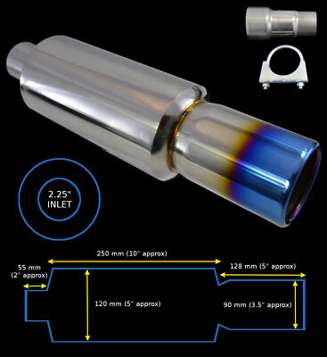 UNIVERSAL BLUE FREE FLOW STAINLESS PERFORMANCE EXHAUST BACKBOX 143-SKD ...