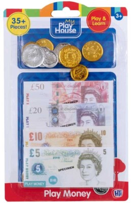 Kids Pretend Role Play UK Money Notes & Coins Sterling Pounds Fake ...