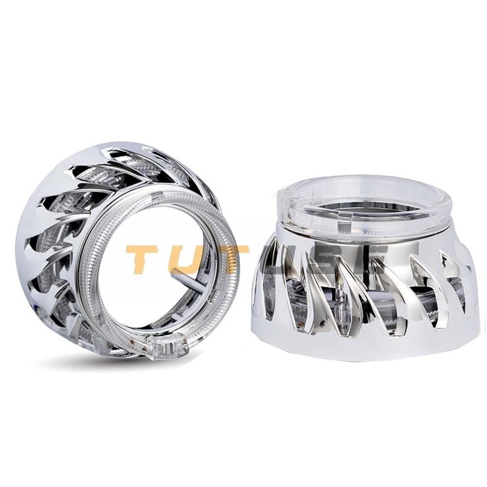 2.5'' Blue Honeycomb Bi xenon Projector Lens DRL LED Angel Eyes ...