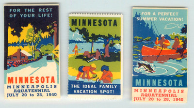 MINNESOTA - Gorgeous Poster Stamp Lot of 3 Old & Different Stamps, 1940 ...