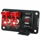 2 Gang Red LED Rocker Switch Control Panel Breaker Dual USB for Car ...