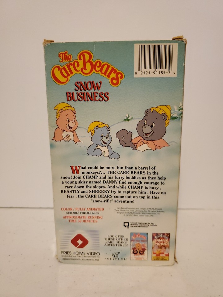 Vintage The Care Bears SNOW BUSINESS MOVIE VHS VIDEO 1980's Cartoon ...