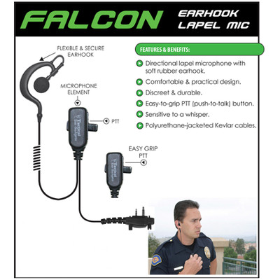 Tactical Ear Gadgets FALCON Earpiece for ICOM F3G F3GS F4G F4GS F11 F21 ...