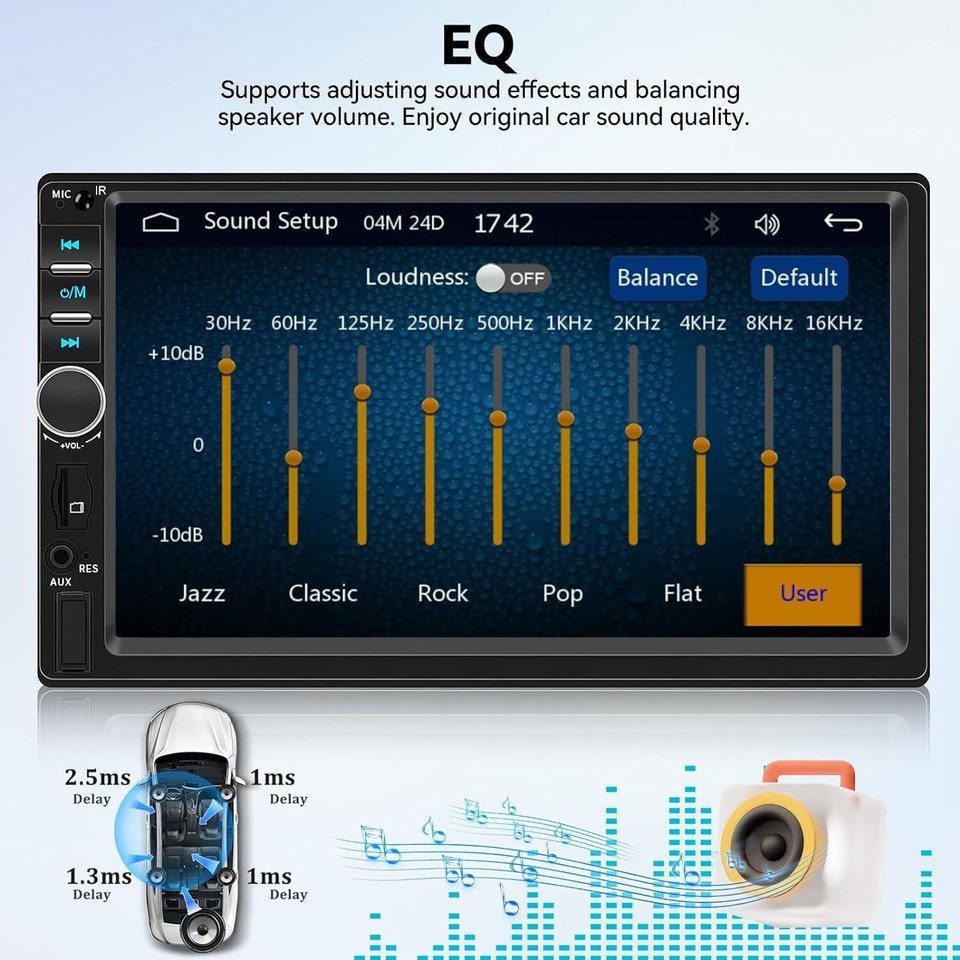 7" Double 2Din Car Stereo Radio Apple/Android Carplay BT Touch Screen ...