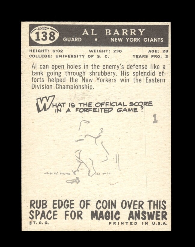 1959 Topps Set-Break #138 Al Barry EX-EXMINT *GMCARDS* | eBay