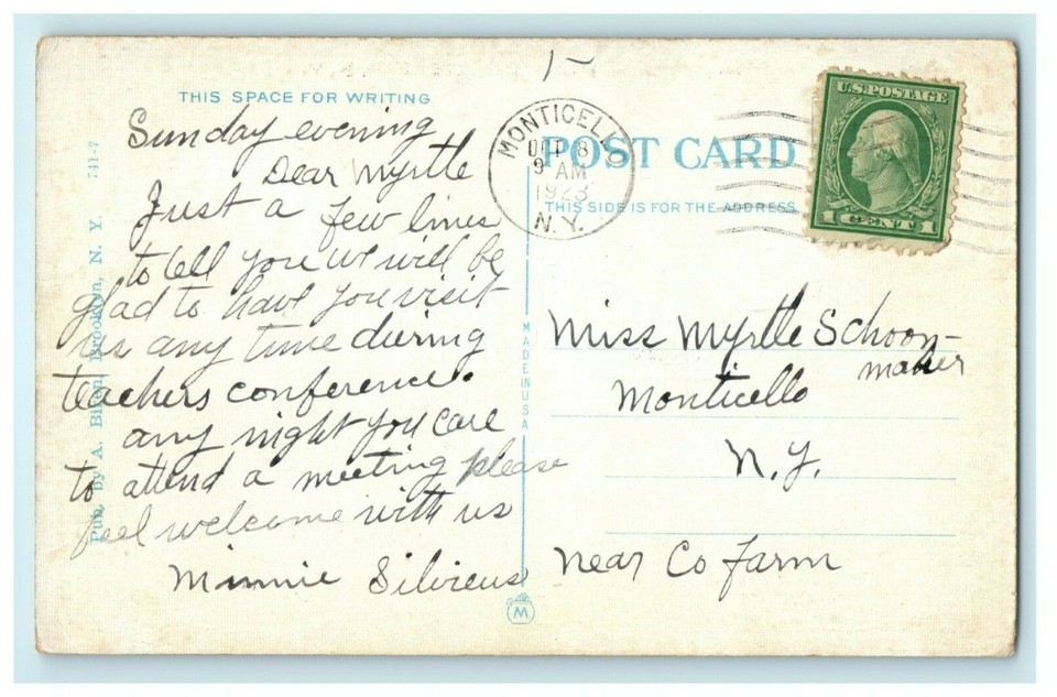 Greetings From Monticello NY New York 1923 Old Vintage Postcard | eBay