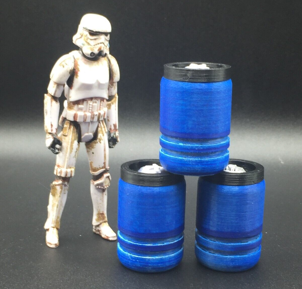 3 Custom STAR WARS BARREL LOT for 3.75" 1:18 figure diorama GI JOE SCI ...