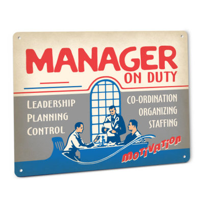 Manager On Duty Sign Male Boss Office Leadership Planning Organizing ...