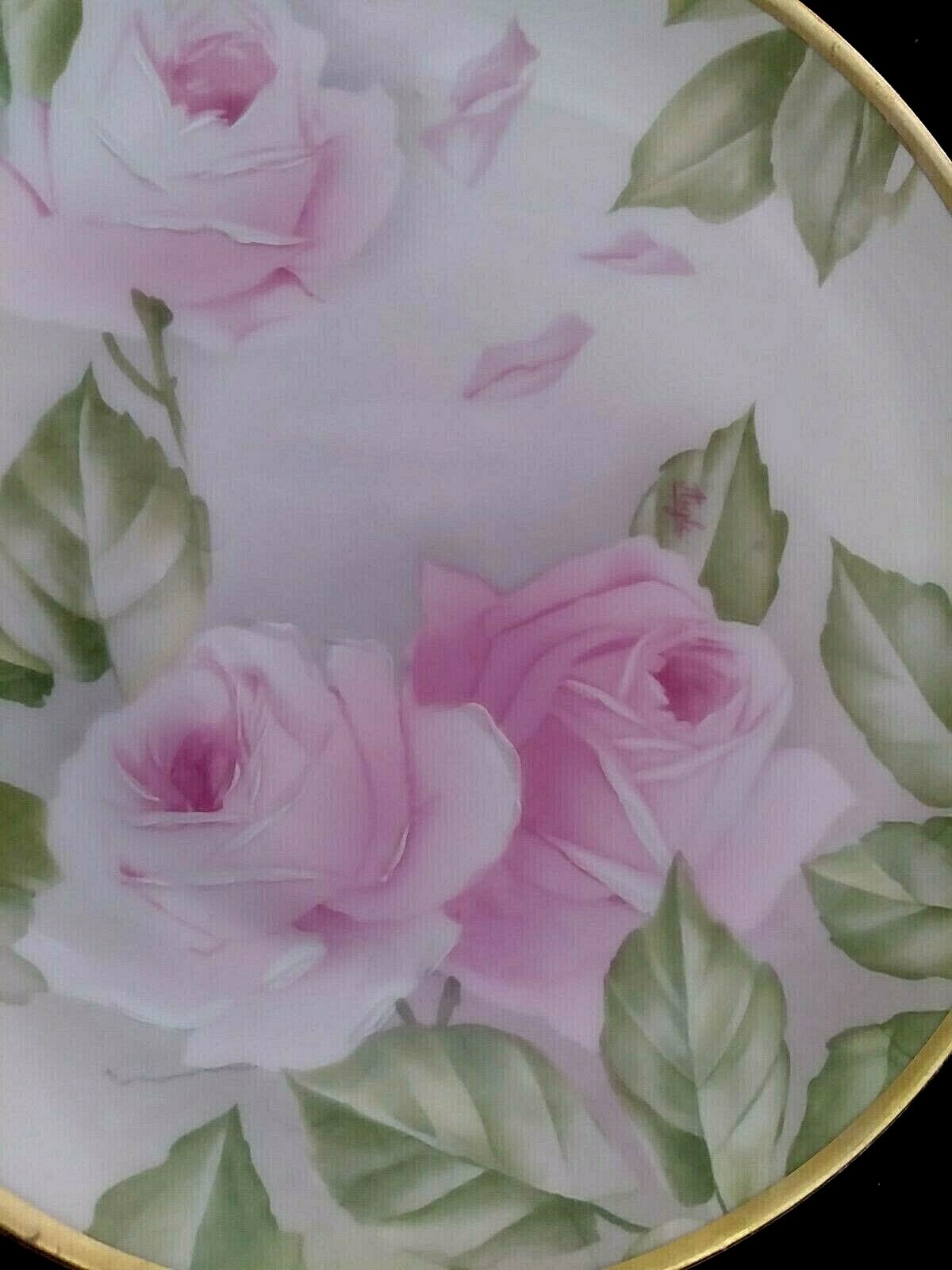 Rosenthal Bavaria Porcelain Plate Hand Painted Pink Roses Gold Trim ...