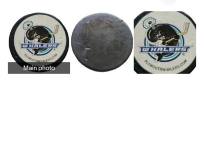 STICKER LOGO! PLYMOUTH WHALERS OFFICIAL OHL HOCKEY PUCK GUFEX MFG. MADE ...