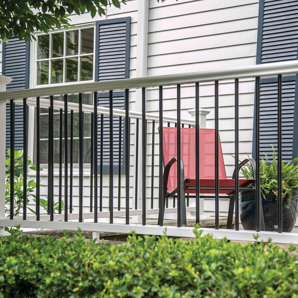 Traditional 6 Feet X 36 Inch White Polycomposite Rail Kit Black Metal ...