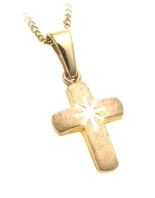 Cross Pendant Real Gold 333 Matt 0 25/32in 8kt Yellow Gold Unisex ...