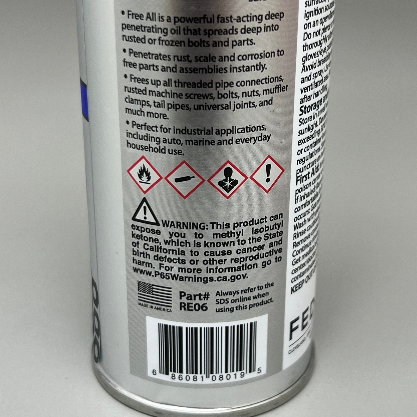 FREE ALL (12 PACK) Deep Penetrating Oil 6 oz Silicone Free Aerosol for ...