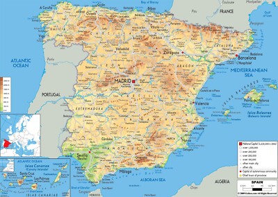 Map Of Spain Spanish Maps Poster Print Wall Art Home Decor A0 A1 A2 A3 ...