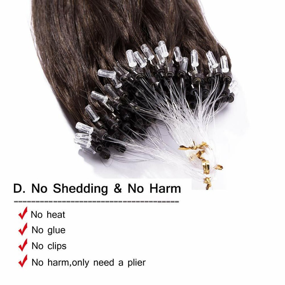 Micro Link Hair Extensions Remy Human Hair Micro Beads Loop Straight ...