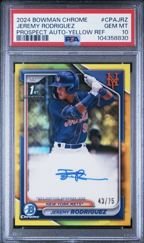 2024 Bowman Chrome Yellow Refractor Jeremy Rodriguez RC AUTO /75 PSA 10 ...