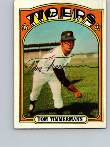 1972 TOPPS TOM TIMMERMAN # 296 AUTO AUTOGRAPHED SIGNED DETROIT TIGERS ...