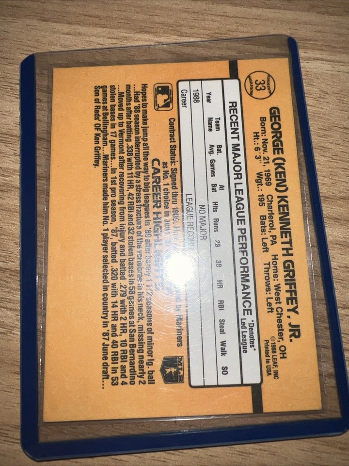 1989 Donruss Ken Griffey Jr. Error Rookie Card- ALL THREE ERRORS | eBay