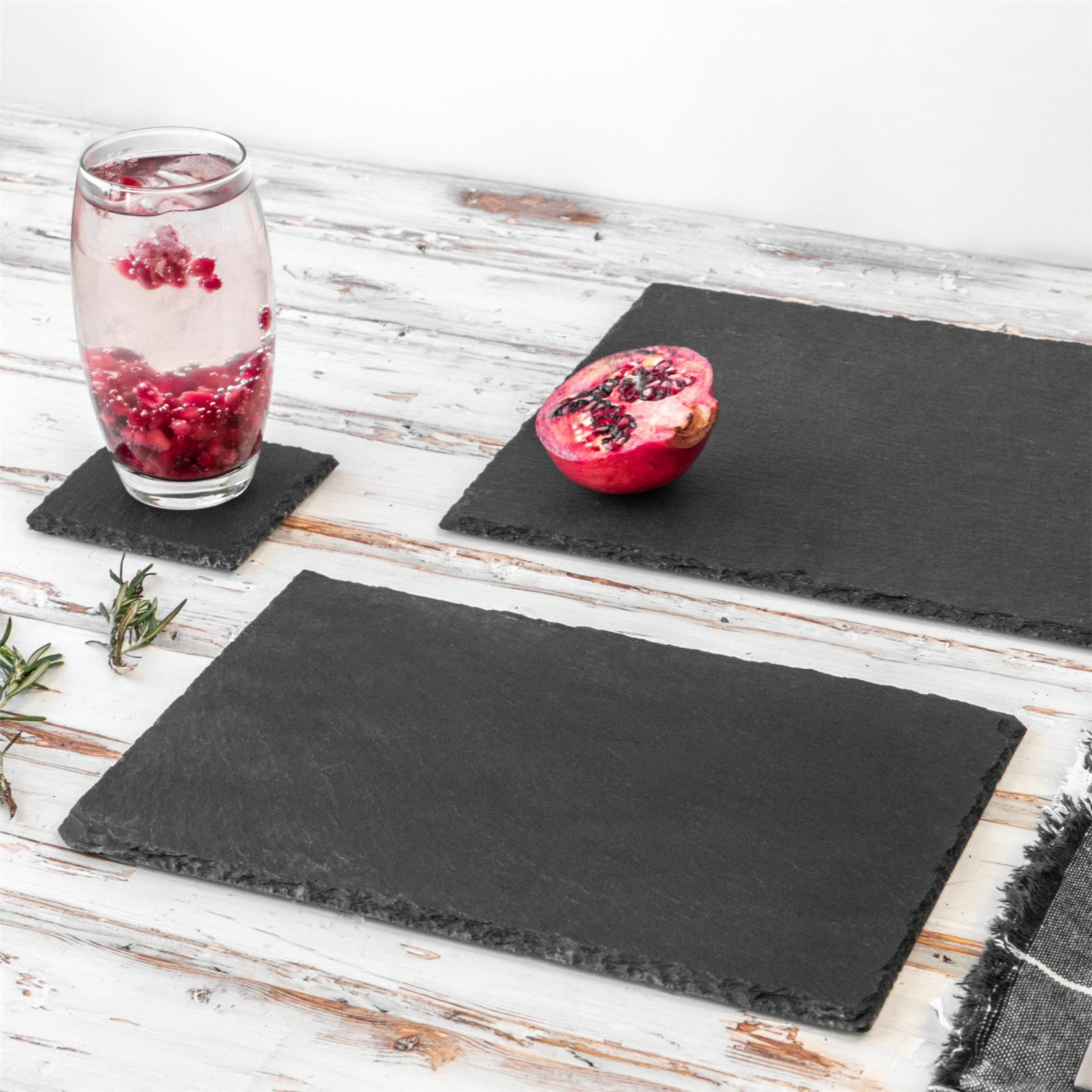 Rectangular Natural Slate Serving Plates Platters Padded Feet Wedding ...