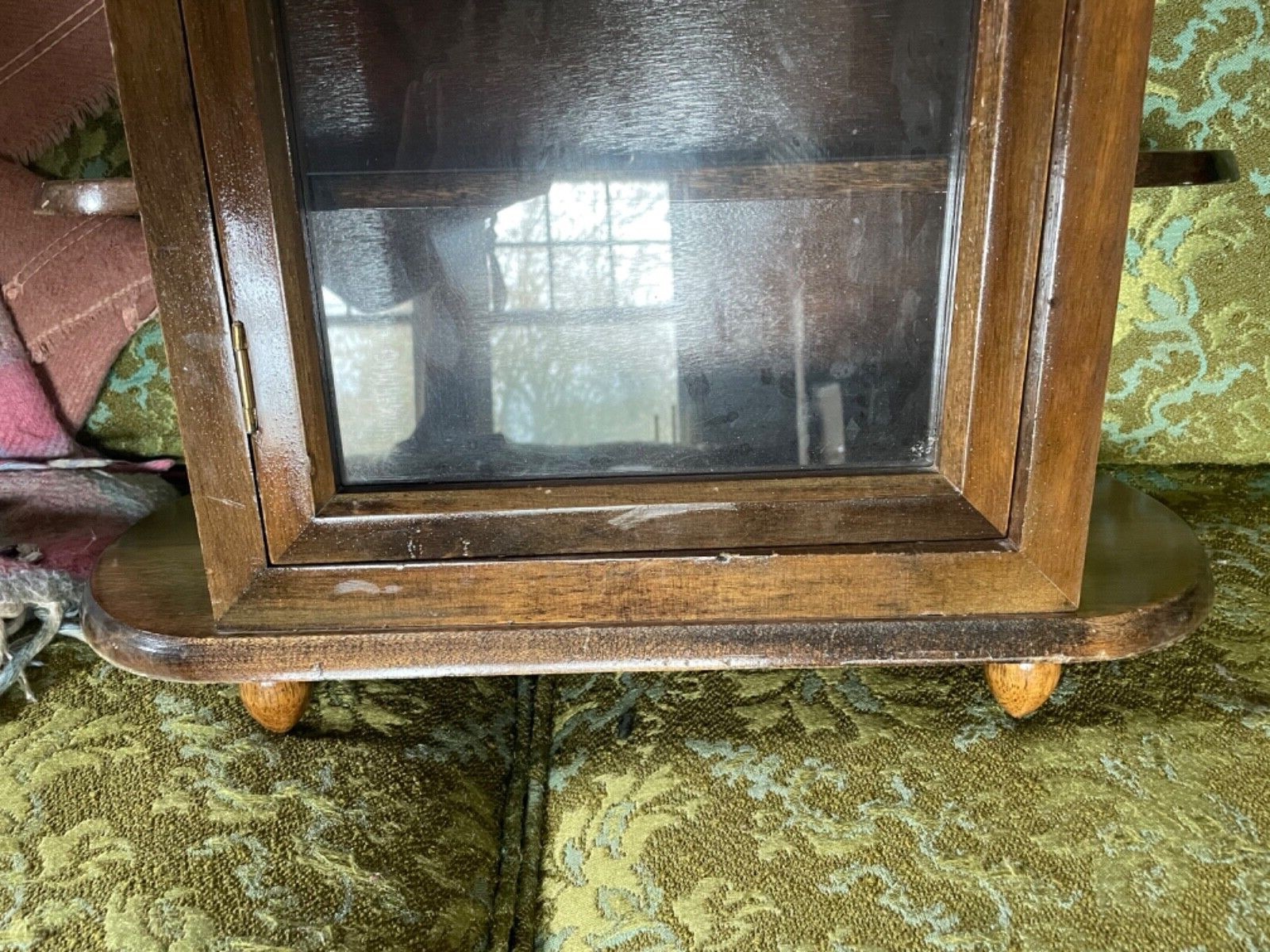 Vintage Wood Glass Door Table Top Wall Hanging Display Curio Cabinet 3 ...