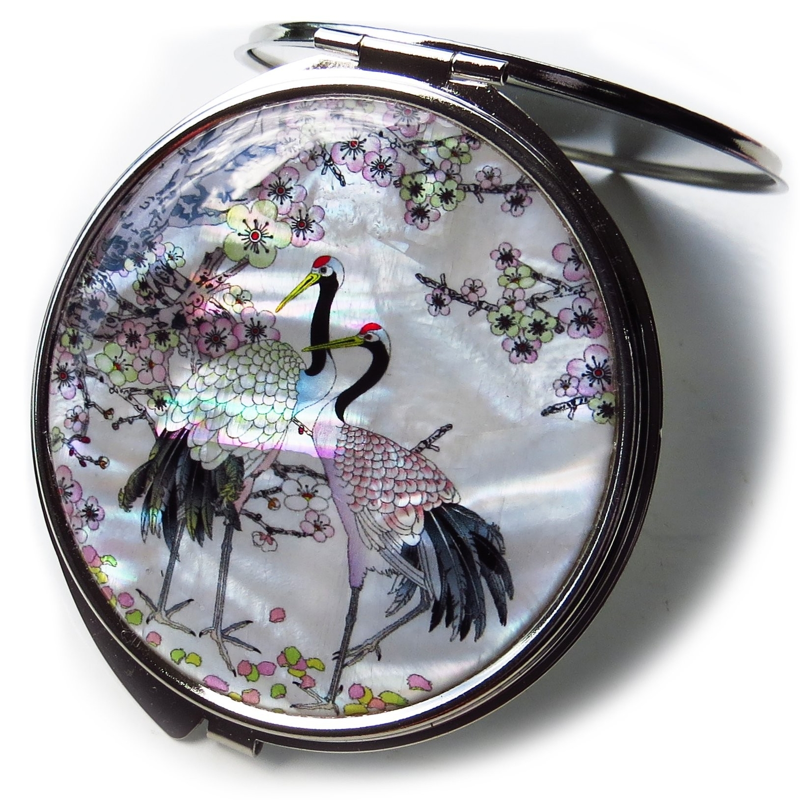 MADDesign Mother of Pearl Compact Mirror Round Double Sided Folding Magnify C... | eBay
