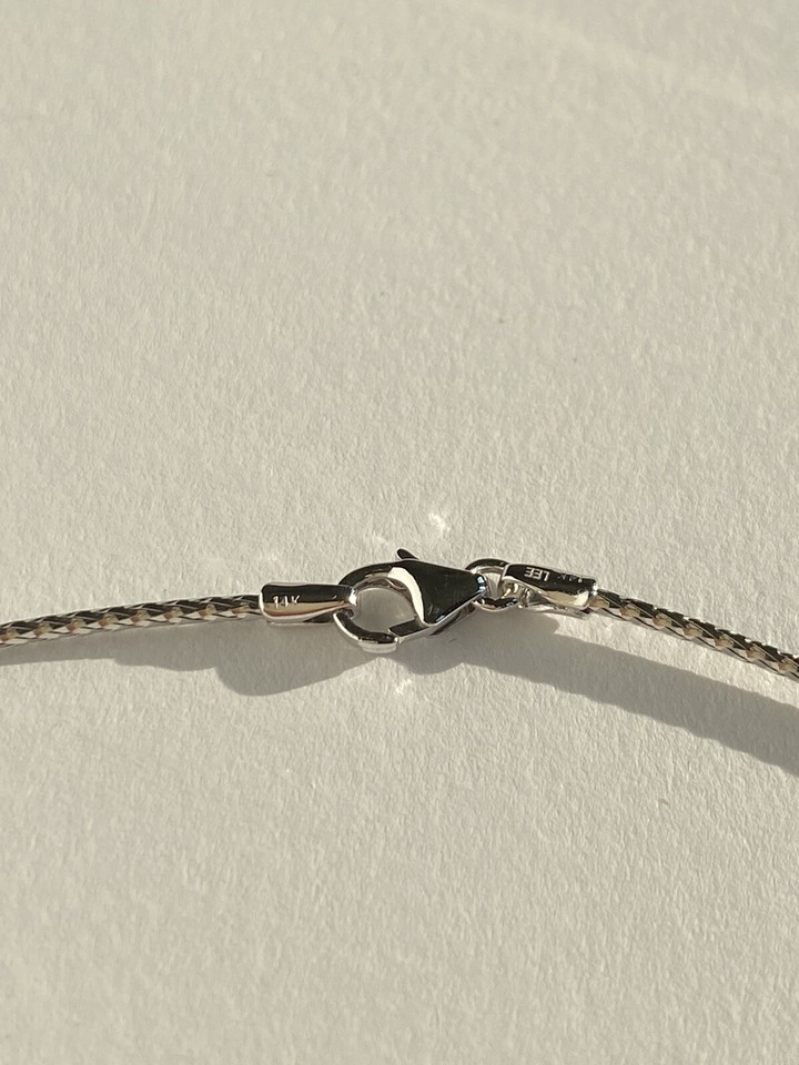 1.5 mm Solid 14K White Gold Sparkle Cable Wire Omega Collar Necklace 17 ...