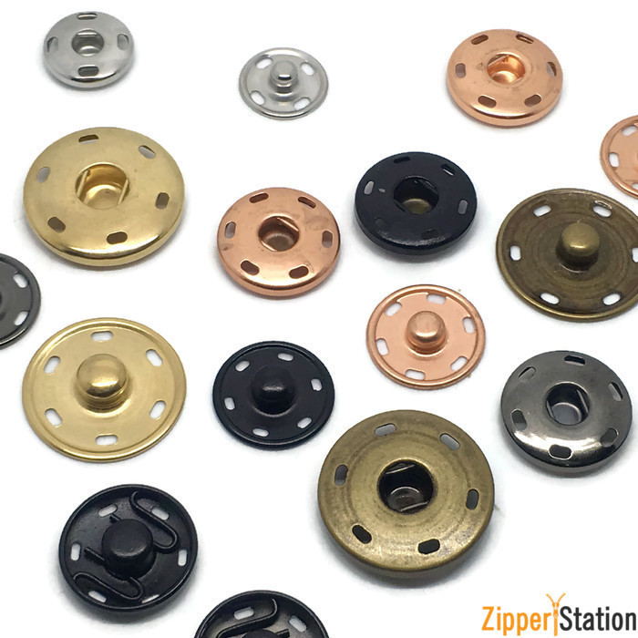 Metal Snap Fasteners - Poppers - Press Studs. Black, Silver, Gold 15mm ...