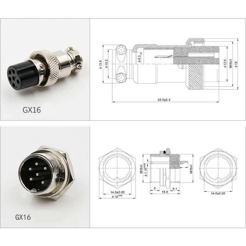 GX16 2-10Pin Screw Type Electrical Aviation Male Socket +Female Plug ...