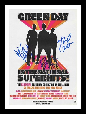 GREEN DAY AUTOGRAPHED SIGNED & FRAMED PHOTO PRINT | eBay UK
