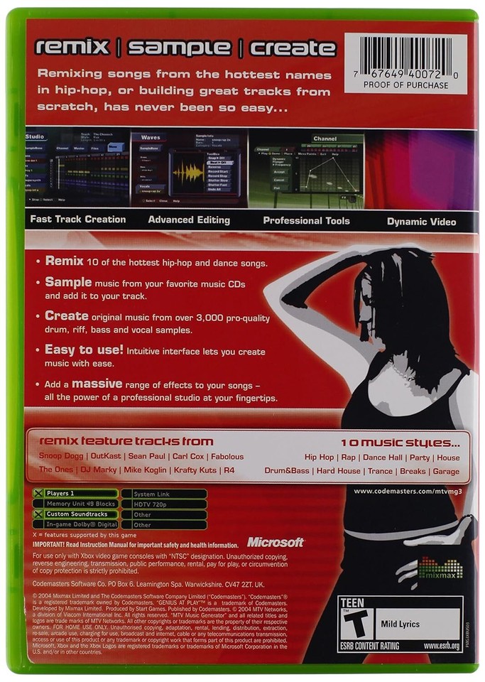 MTV Music Generator 3: This Is The Remix (Xbox) 767649400720 | eBay