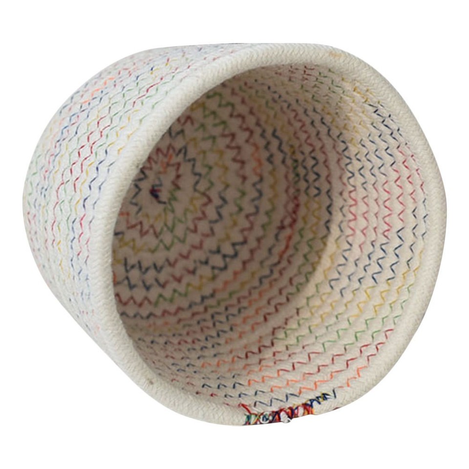 Small Round Basket Woven Rope Desk Sundries Baskets Cotton Weaving ...