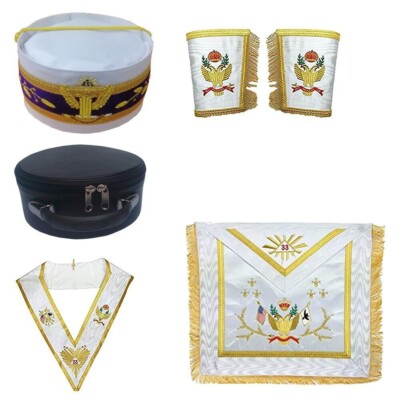 Masonic Regalia Scottish Rite 33 Degree Apron Collar Cuffs Crown Cap ...