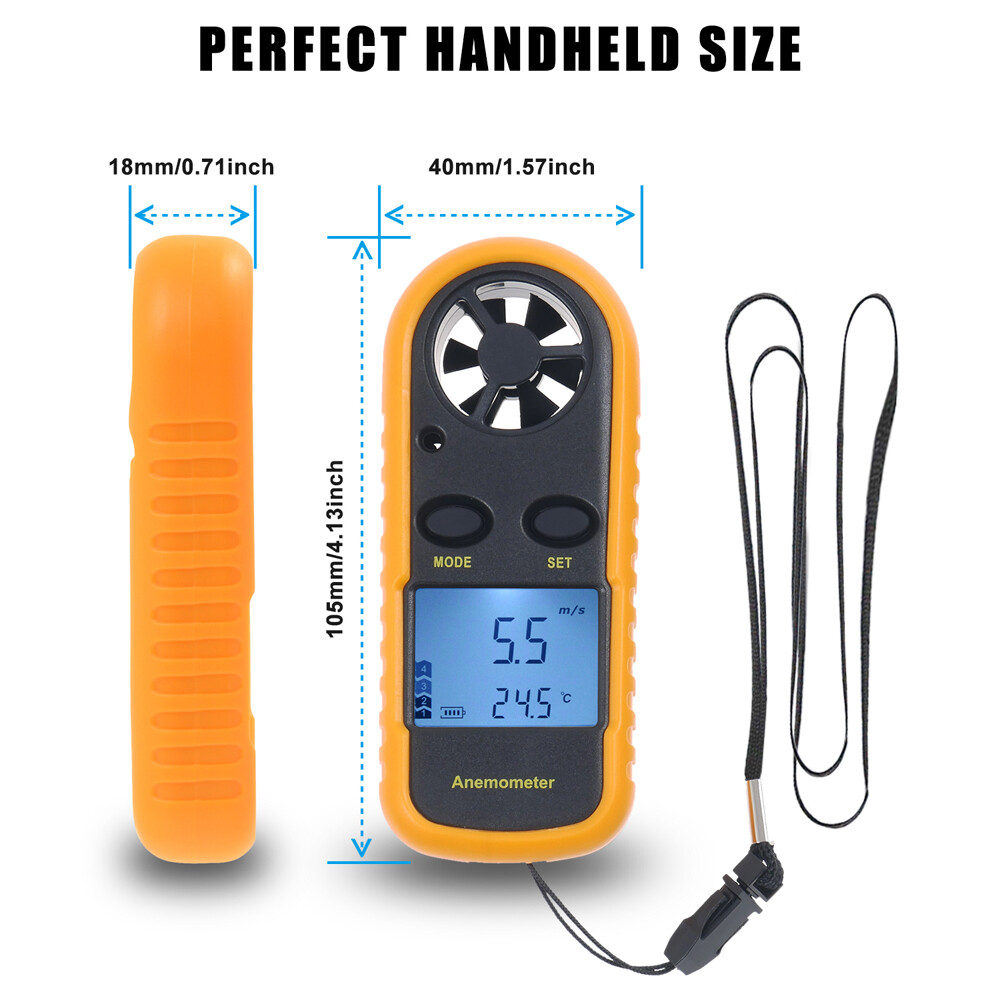 Digital Anemometer Wind Speed Meter Air Flow Volume Hand-held Vane ...