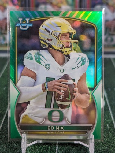 2022 Bowman University Chrome Bo Nix Green Refractor 63/99 | eBay