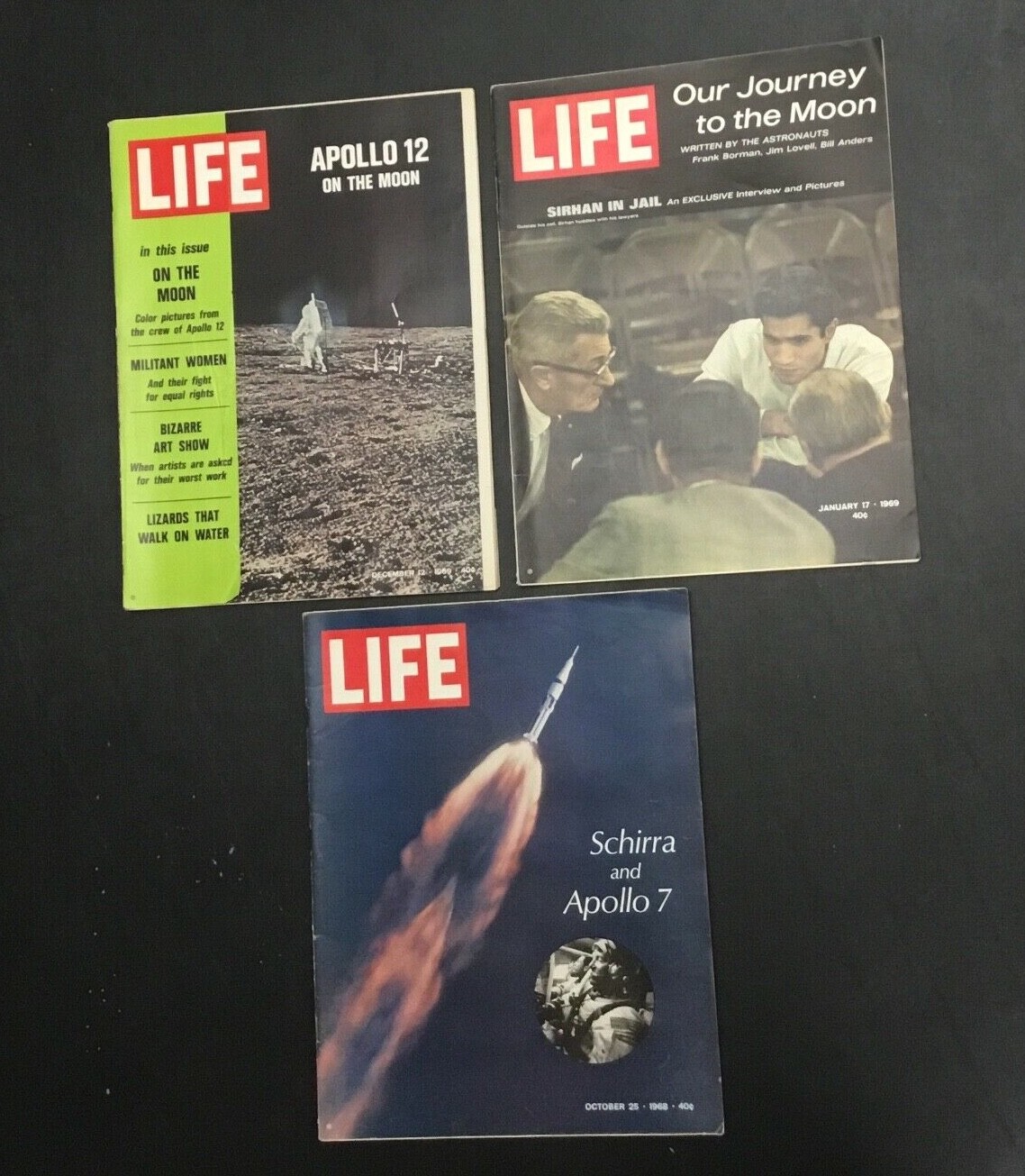 Lot (3) 1968-69 Vintage Apollo 12 Space Moon Life Magazines Astronauts ...