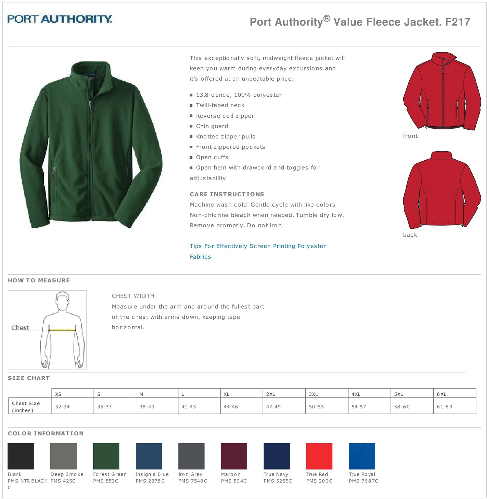 Port Authority Mens Long Sleeve Midweight Fleece Jacket With Pockets ...