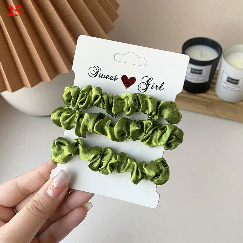 3Pcs/Set Silk Satin Small Scrunchies Ponytail Hair Ties Hair Rope ...