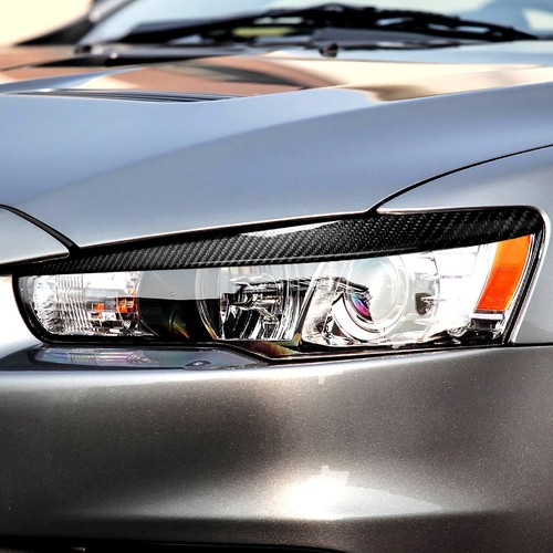 Carbon Fiber Headlight Eyelids Eyebrow Cover For Mitsubishi Lancer EVO ...