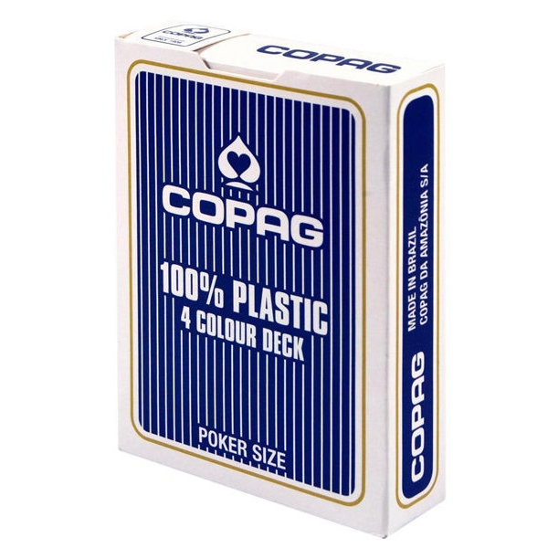 COPAG 4 COLOUR 100% PLASTIC JUMBO INDEX POKER CARDS DECK BLUE RED ...