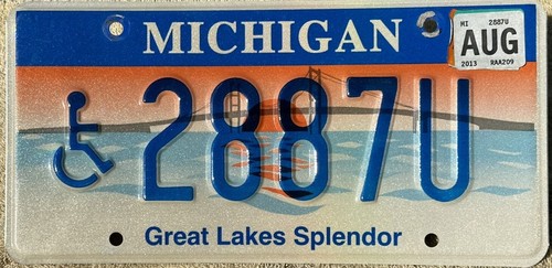 MICHIGAN -GREAT LAKES SPLENDOR- HANDICAP AUTO PLATE 08-13 EXPIRED NO ...