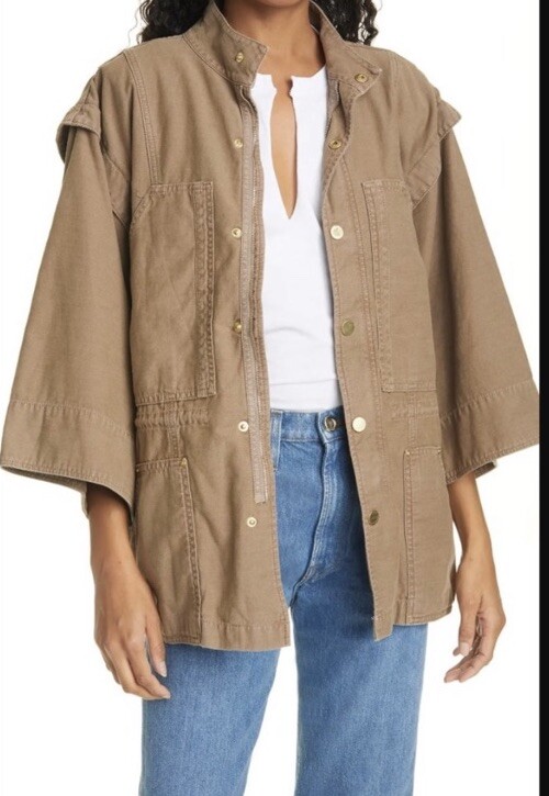 Frame Twisted Bell Sleeve Utility Jacket Khaki XS - Gem
