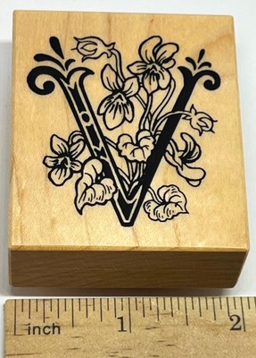 Psx F1121 Botanical Letter V Flower Alphabet Monogram Wooden Rubber ...