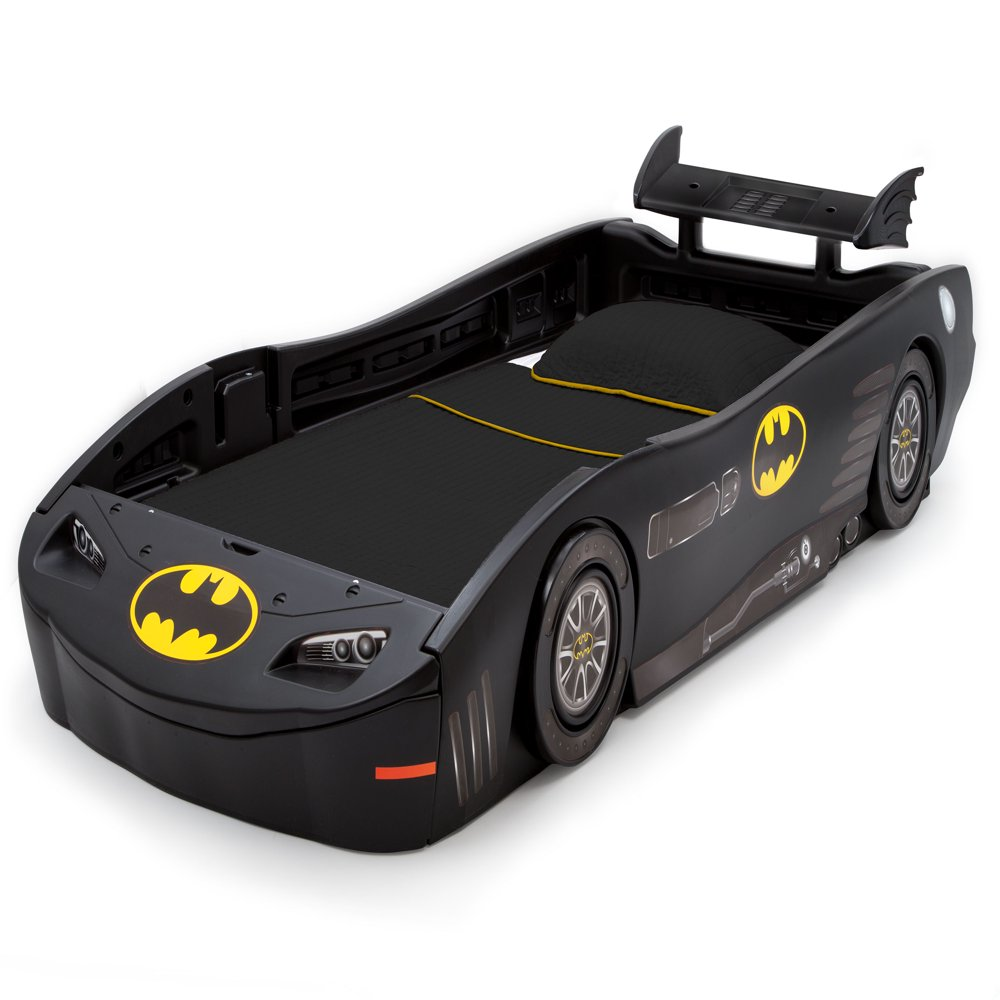 Kids Batman Batmobile Twin Bed Child Car Wheels Guardrails Spoiler ...