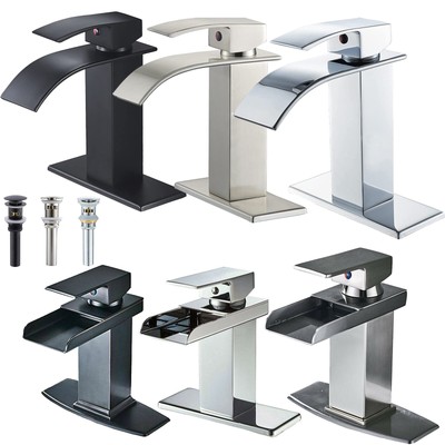 Bathroom Basin Sink Faucet Waterfall Single Handle Hole Vanity Mixer ...