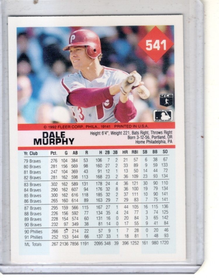 1992 Fleer - Dale Murphy #541 | eBay