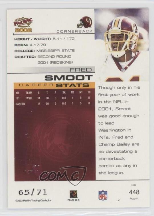 2002 Pacific LTD /71 Fred Smoot #448 | eBay