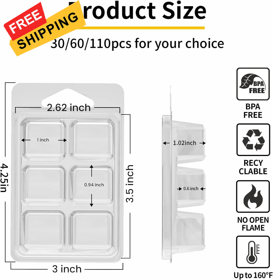 Wax Melt Container Clamshell Packaging Mold Box Stand for 30pcs, square ...